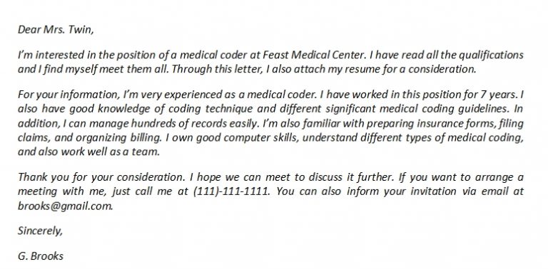 Medical Coder Cover Letter and Its Sample | Template Creator Medical Coder Cover Letter and Its Sample | Template Creator