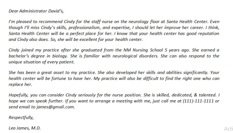 Nurse Reference Letter and Its Sample | Template Creator