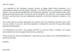 Production assistant cover letter with an easy sample to follow ...