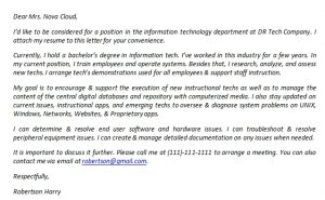 Information Technology Cover Letter and Its Sample | Template Creator