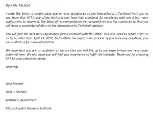 MIT acceptance letter and the example | Template Creator