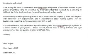 Dental Assistant Recommendation Letter and the Example | Template Creator