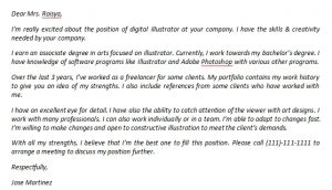 Digital Illustrator Cover Letter and Its Sample | Template Creator