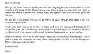 Ministry Resignation Letter and Its Simple Sample | Template Creator